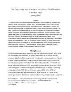 The psychology and science of happiness: What does the research say ...